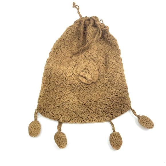 Vintage | Bags | Victorian Brown Crochet Drawstring Reticule Bag | Poshmark